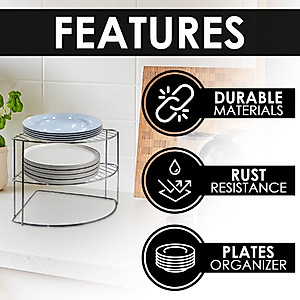 3-Tier Counter and Cabinet Corner Shelf, Pantry Organizer, Rust Resistant - Plates, Dishes, Pans, Cups, Lids and Bowls - Silver