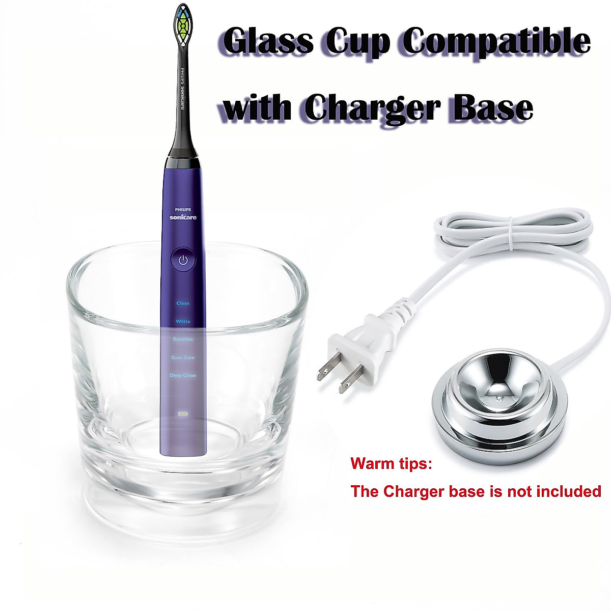 Generic Charger Glass Cup for Philips Sonicare Diamondclean Toothbrush, Replacement for HX93 HX99 Series Charger Glass, Compatible with HX9331 HX9332 HX9352 HX9362 HX9392 Charging Base (Transparent)