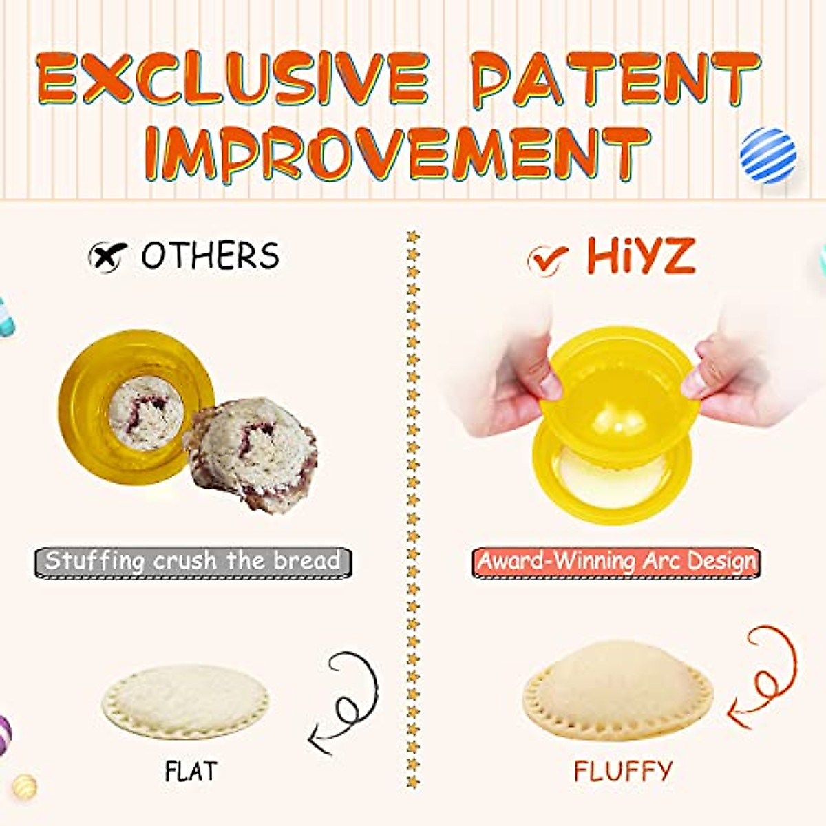 HiYZ Sandwich Cutter and Sealer - 5 PCS Decruster Sandwich Maker - Peanut Butter and Jelly Crustless Sandwich Bread Pancake Maker Cookie Cutter for Kids Children Boys Girls