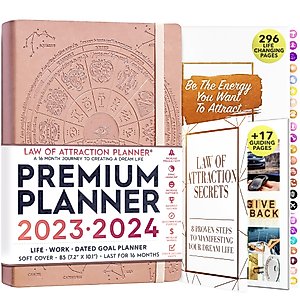 Law of Attraction Planner Sept 2023 to Dec 2024 - Weekly and Monthly, a 16-Month Productivity Planner, Hourly Planner, Work Planner for Productivity & Happiness, Adhd Planner and Stickers, B5