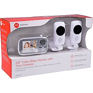 Motorola Baby MBP483-2 Video Monitor with Digital Zoom, Two-Way Audio & Room Temperature Display with Two Cameras, White, Twin, 2.8"
