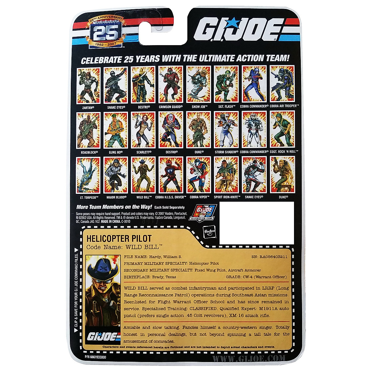 G.I. Joe 25th Anniversary: Wild Bill (Helicopter Pilot) 3-3/4 Inch Action Figure