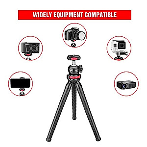 MagicLine Octopus Flexible Photo Tripod with 360 Degree Ball Head,Phone Holder (Built-in Cold Shoe), Gopro Adaptor and Wireless Remote, Tabletop and Mini Tripod for Camera/Phone/Webcam