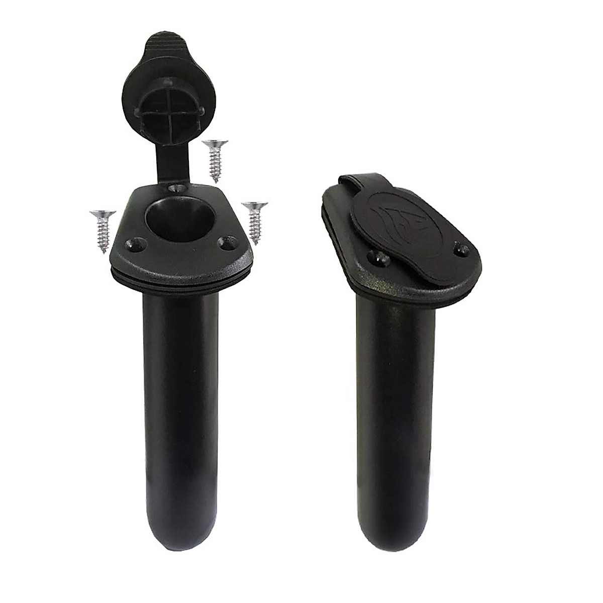 TENSPAL Kayak Fishing Flush Mount Rod Holders Deck Plastic Pole Holder with Cap Cover Gasket Screws for Kayaks Canoe Boat Paddles Accessories 2 PCs