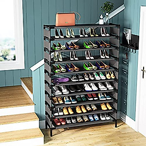 Tribesigns 10 Tiers Shoe Rack, Large Capacity Shoe Organizer, Shoe Shelf for 50 Pair, Large Shoe Rack, Extra Large Shoe Shelf