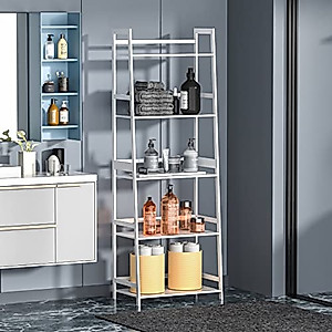 WTZ Bookshelf Book Shelf, Bookcase Storage Shelves Book case, Ladder Shelf for Bedroom, Living Room, Office MC-508(White)