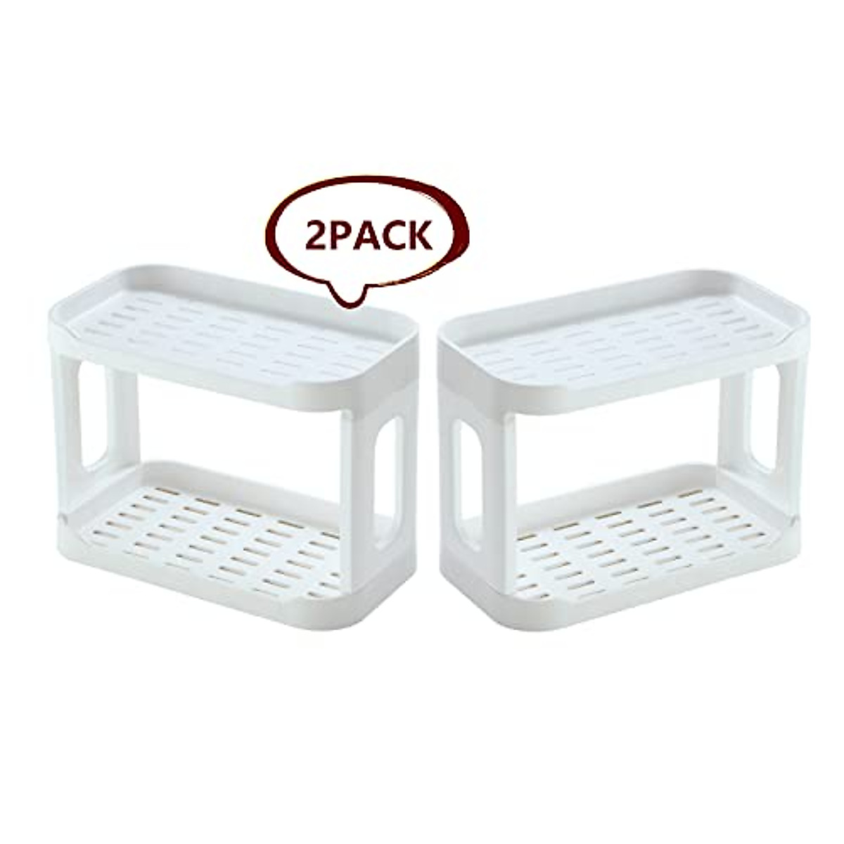 XUDAUP Bathroom Countertop Organizer 2 Tier Plastic Bedroom Desktop Storage 2PACK Shelf Vanity Counter Top Rack Perfect for Bedroom Washroom Office School Kitchen (White)