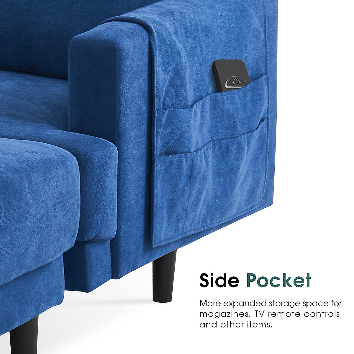 MCombo Convertible Sectional Sofa Couch Modern 3-Seat Couch for Living Room Mid Century Royal Blue Sofa for Bedroom L Shape Couch with Chaise for Bedroom Small Space Apartment 5130