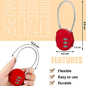 Combination Lock 3 Digit Luggage Locks Small Gate Locks TSA Bag Locks Waterproof Travel Padlock for School Gym Sports Fence Toolbox Gate Case, Hasp Storage (Red, Black, Blue,3 Pieces)