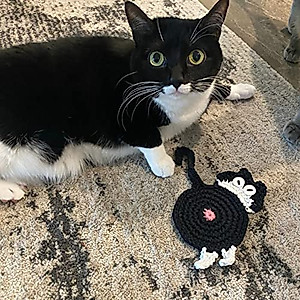 Cute Cat Butt Coasters 3Pcs, Handmade Crochet Cat Butt Coaster, Creative Kitty Butt Crochet Coffee & Tea Drink Coaster, Home Table Fun Cat Coaster, , Knitted Cat Bum Coaster for Cat Lover Gift