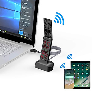 USB WiFi Adapter 1900mbps,WAVLINK Dual Band USB 3.0 WiFi Dongle/2.4 + 5Ghz Wireless Network Adapter/Card for PC/Desktop/Tablet/Laptop, 802.11ac WiFi Support Windows 11/XP/Vista/7/8/8.1/10 and MAC OS