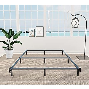 HOMUS 7-inch Platform Bed Frame Queen, Modern Metal Low Profile Bed Based with Heavy Duty Legs Support, Easy Assemble, Black