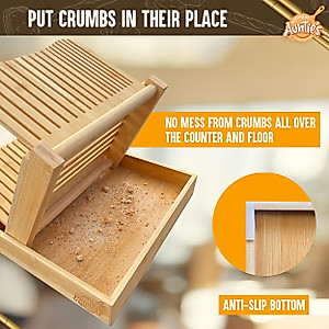 Bamboo Bread Slicer with Professional Bread Knife & Crumb Catcher Tray – Fully Adjustable for 3 Slice Thickness & Extra Tall Cutter Guide – Enjoy Homemade Bread Like Bagel, Sourdough, Cake