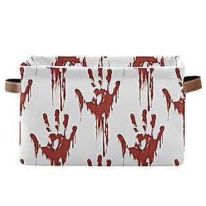 Halloween Scary Bloody Zombie Girl Square Storage Basket Storage Bins Canvas Storage Organizer Closet Shelf Organizer for Home Office, 1 Pc