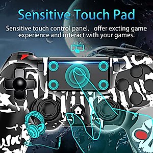 YUYIU 【Upgraded Wireless Controller for Ps4 Remote Plays-tation 4/Slim/Pro/PC, Gaming Controllers with Dual Vibration Shock Speaker, Camo Red with Headphone Jack Touch Pad Six Axis Motion Control
