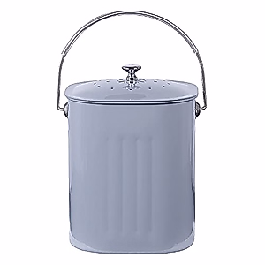 NALATI Nuovoo 1.3 Gal Compost Bin with Lid for Kitchen Countertop, Rust Proofw, Non Smell Filters (Grey)