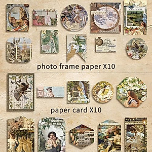 Chuchengio 242Pcs Aesthetic Scrapbook Paper Stickers Supplies Kit,Art Decoupage Paper for Scrapbooking Journaling Supplies，Bullet Journal Kit with Journal Vintage Stickers