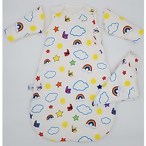 Baby Sleeping Sack and Blanket Bundle | Baby: 0-6 Months | 100% Organic Cotton | 1.5 TOG | Primary and Secondary Colors Shapes | Unisex (0-6 Months)