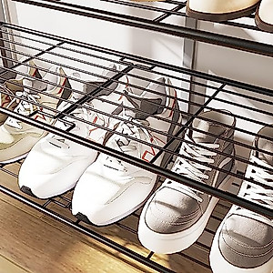 YATINEY 6 Tier Shoe Rack, Shoe Storage Organizer, Holds 24 Pairs of Shoes, Shoe Organizer for Closet, Iron Frame, Durable and Stable, Rustic Brown and Black SS06BR