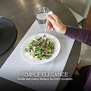 Gray and White Disposable Placemats for Baby, Toddlers, Children and Adults - Sticky Toppers for Tables - Restaurant, Travel, Airplane Tray Covers, Schools - 40 Pack