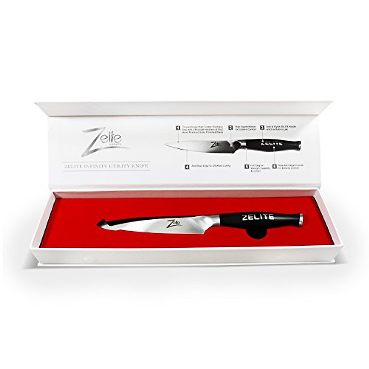 Zelite Infinity Utility Knife Kitchen, 5 Inch Kitchen Knife, Chef's Knives, Chopping Knife, Kitchen Utility Knife, Vegetable Knife - German High Carbon Stainless Steel - Razor Sharp Kitchen Knife
