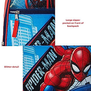 Fast Forward Marvel Spiderman Backpack Set for Kids, 16 inch with Lunch Bag and Water Bottle