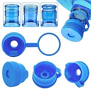 DysanVica 【4 PCS】 3 & 5 Gallon Water Jug Cap - 55mm Reusable Food Grade Silicone Water Bottle Cap for Standard/Screw/Crown Tops, Water Dispenser Replacement Lids, Non-Spill & Leak Free - 4 Pack