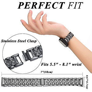 Mtozon Bling Women Bands Compatible with Samsung Galaxy Watch 7 6 5 4 40mm 44mm/Watch 3 41mm/Samsung Active 2 40mm 44mm/Watch4 Classic/Galaxy Watch 5 pro/Metal Dressy Wristbands, Black