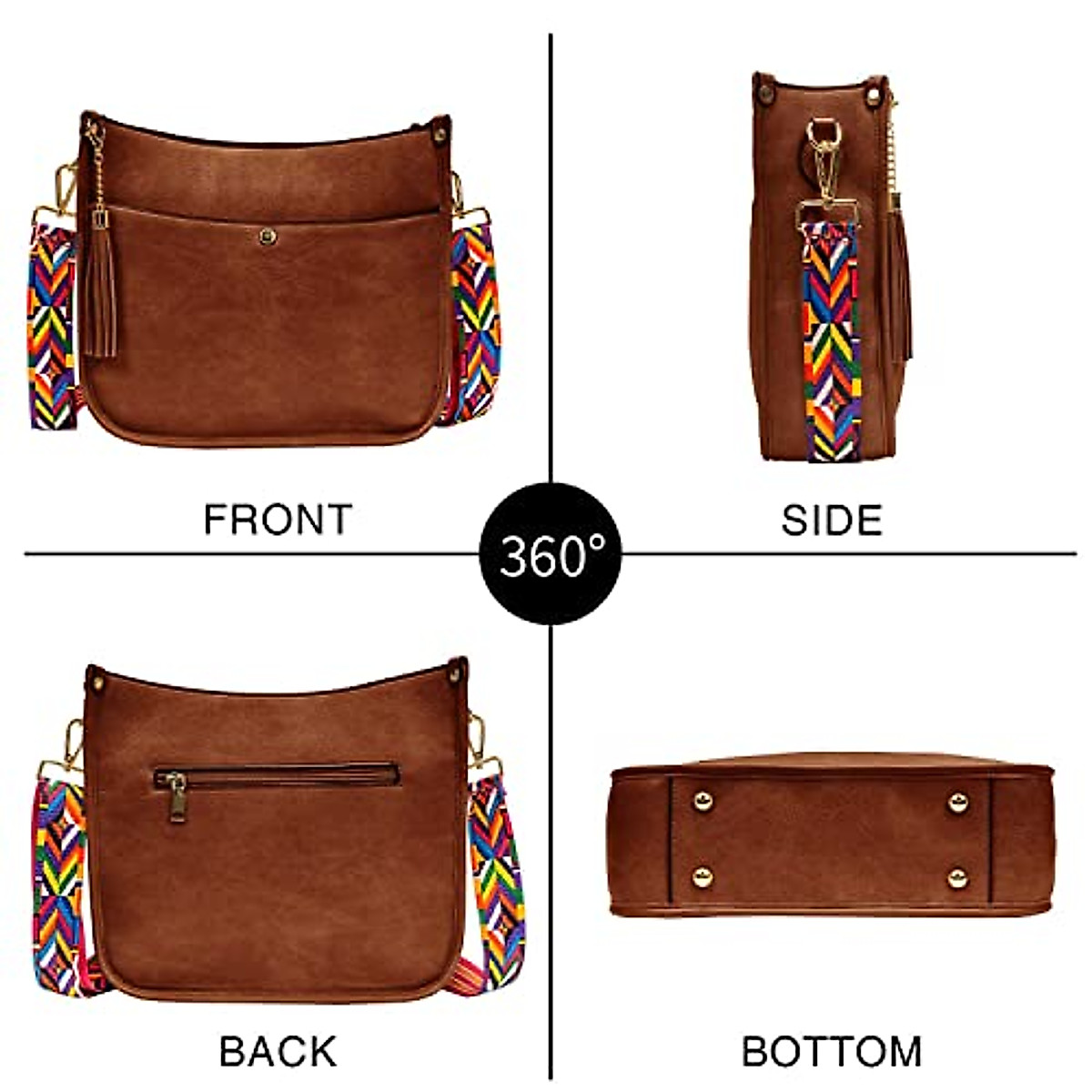 CELELA Crossbody Bags for Women Vegan Leather Shoulder Bucket Cross-body Purse with Guitar Strap Replacement Tassel(Bown)