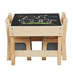 OOOK 3 in1 Toddler Table Chair Set, Kids Table and Chair Set with Blackboard and Storage Drawer, Kids Activity Table for Kids Room, Nursy and Playroom. Toddler Table and Chair Set 2-4 Year Old.