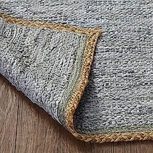 Superior Hand-Woven Kerani Leather, Cotton, and Jute Area Rug, 8' X 10', Smoked Gray