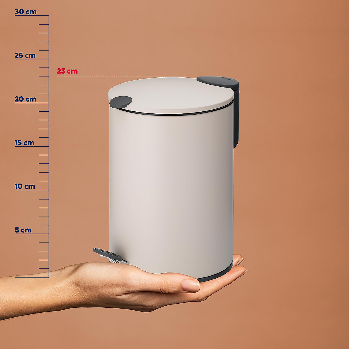 kela 23619 Cosmetic Bin with Inner Bucket 3 L Silent Closing Metal Mats Beige