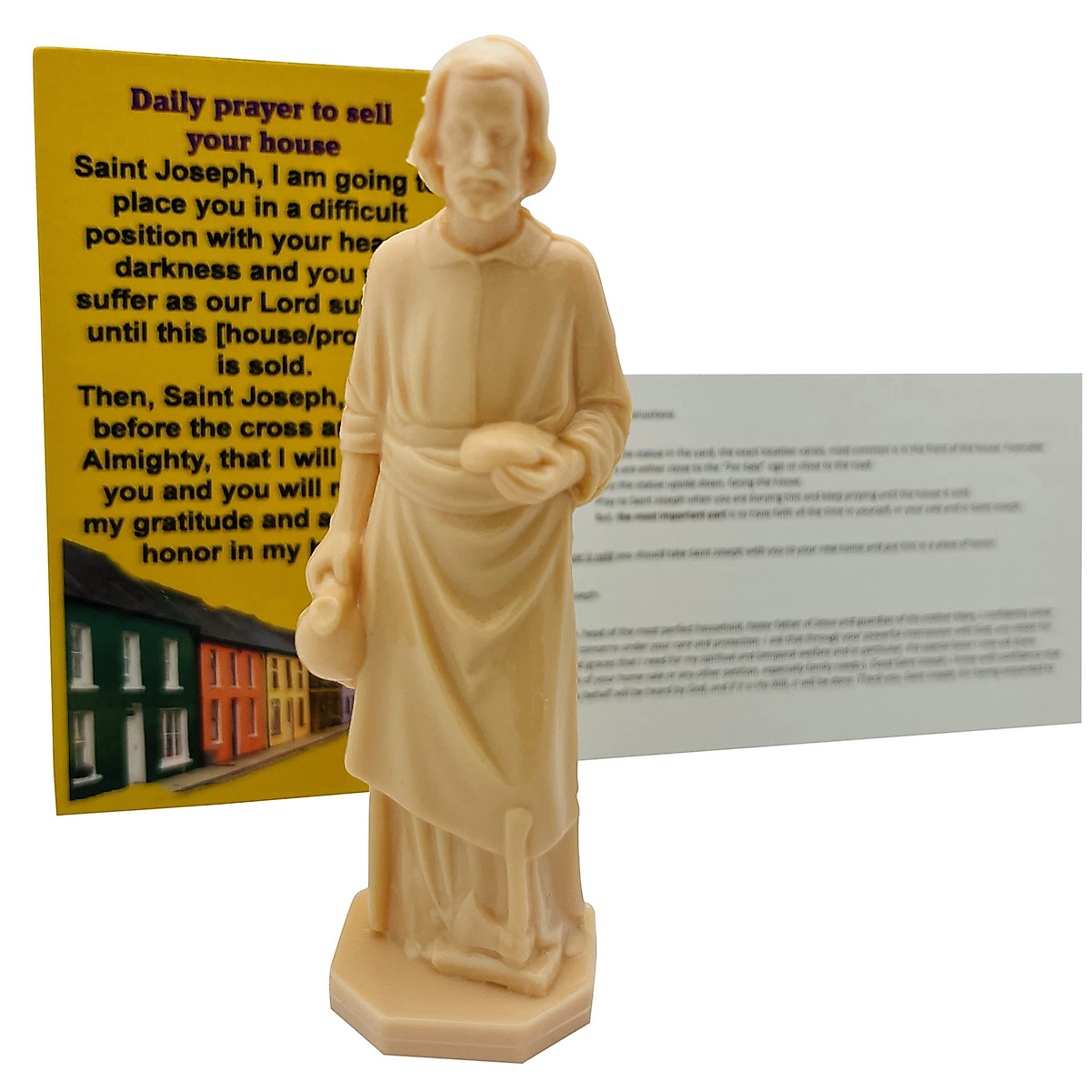 St Joseph Statue Home Selling Kit with Magnetic Holy Card for Refrigerator with Instruction Card Real Estate Patron Saint Pack
