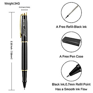 Personalized Pens Engraved,Custom Ballpoint Pen for Men Woman, Personalized Gift for Graduation, Anniversary (Black & Gold)