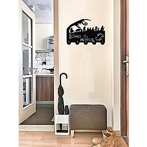The Lord of The Rings Key Hooks-Unque Movie Band Decor Wall Hooks Heavy Duty 20LB(Max),Wall Décor,Wood Coat Hooks,Black Key Holder,Key Hanger for Wall、Entryway and Kitchen