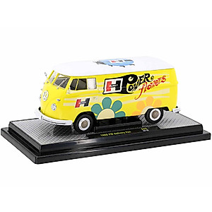M2 1960 Delivery Van Yellow with Bright White Top and Flower Graphics Hurst Power Flowers Limited Edition to 6550 Pieces Worldwide 1/24 Diecast Model Car Machines 40300-99B