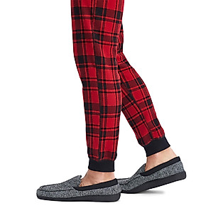 Hanes Mens Slippers House Shoes Moccasin Comfort Memory Foam Indoor Outdoor Fresh IQ, Black, Medium