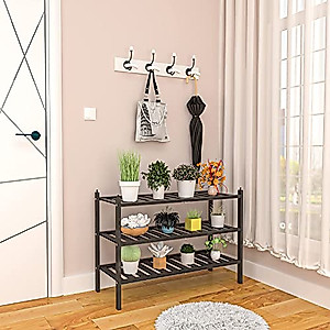 Dranixly Shoe Rack, 3-Tier Bamboo Stackable Shoe Shelf Storage Organizer, Shoe Stand for Closet, Entryway, Hallway, Bathroom and Living Room（Mocha）