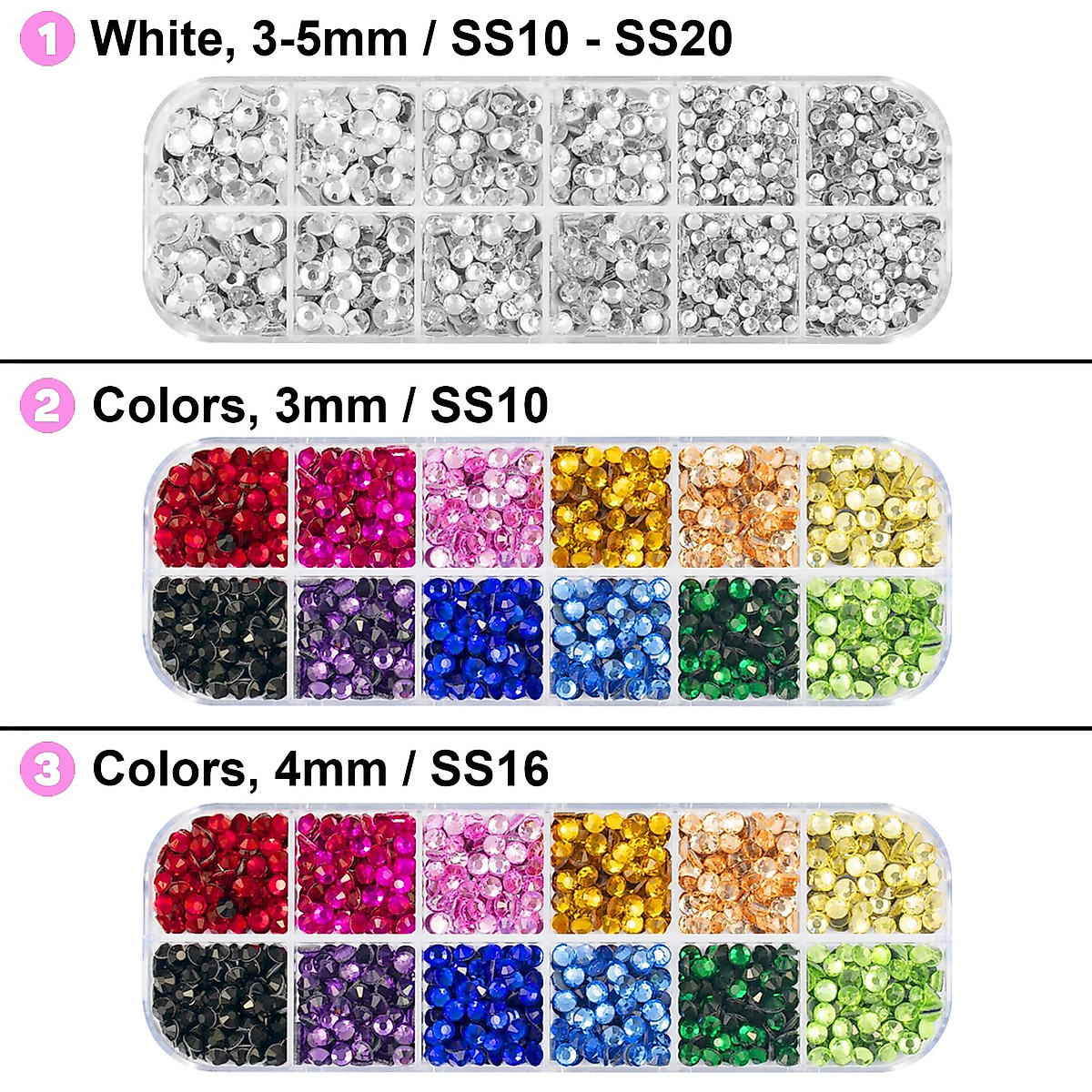 Hotfix Applicator Rhinestone, Larger Hot Fixed Rhinestones Applicator Tool Pen Kit, Bedazzler Kit with Rhinestones for Clothes Crafts Badazzle, 19 Color Gems Crystals, Templates, 30/20/16SS w/Case