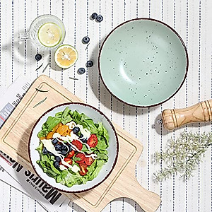 vancasso Moda Soup Bowl Set of 4, Multicolour Pasta Bowl 8 inch Ceramic Soup Plate, Stoneware Vintage Look Cream Bowls for Kitchen, 30 oz Ramen Noodle Bowl (Black/White/Cyan/Grey)