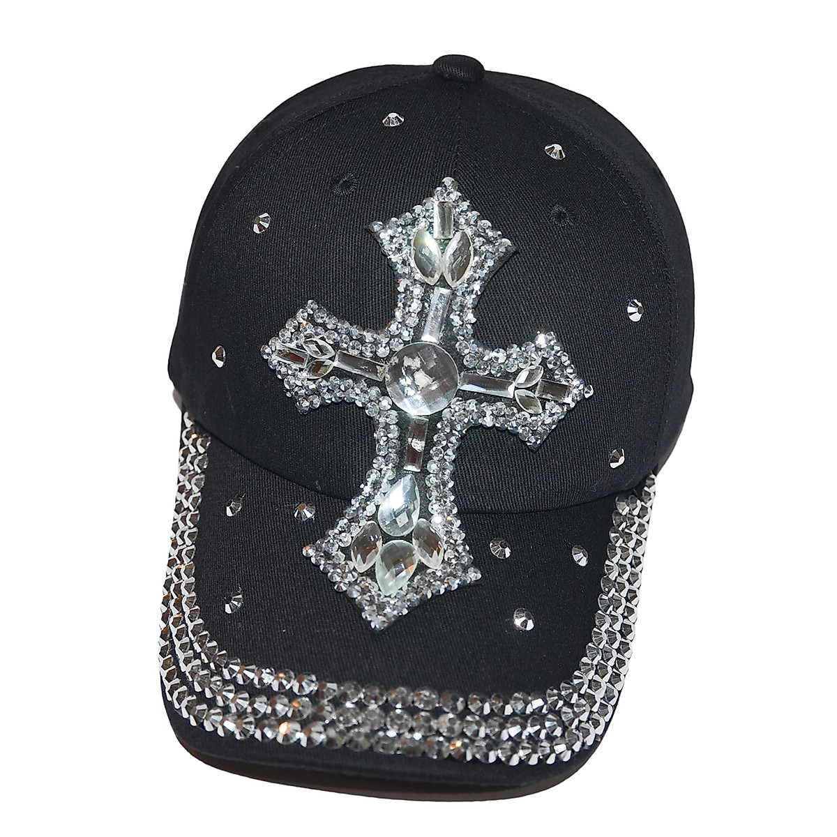 Popfizzy Bling Baseball Cap for Women and Girls, Fun Bedazzled Hats, Shiny Rhinestone Denim and Diamond Hat, Sparkly Gifts