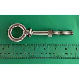 US STAINLESS 2 Pieces Stainless Steel 316 Eye Bolt 1/2" x 6" Whitworth Short Thread Marine Grade