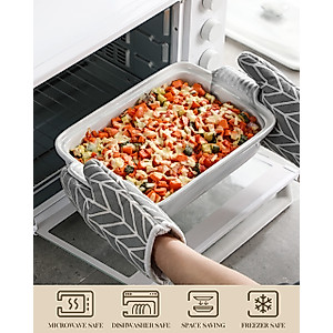 MALACASA Casserole Dish, Baking Dishes for Oven, 4.3qt Ceramic Lasagna Pan, Rectangular Baking Pan, Bakeware Set with Handles for Serving Cooking Banquet Family, 15.9x10x2.9 inches, Series BAKE-GREY