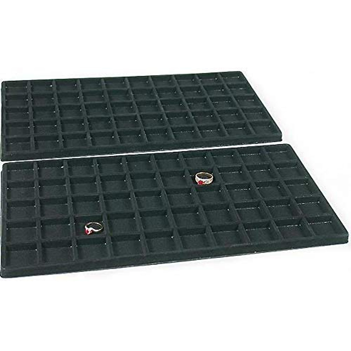 RJ Displays-2 Black 50 Slot Pendant Jewelry Showcase Display Tray Inserts