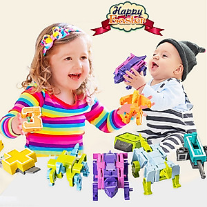 puxida Number Robots Transforming Action Figure Toys for Montessori Teaching, School Classroom Rewards, Carnival Prizes, Preschool Educational STEM Math Toys for Kids Boys Girls (10 Pieces)