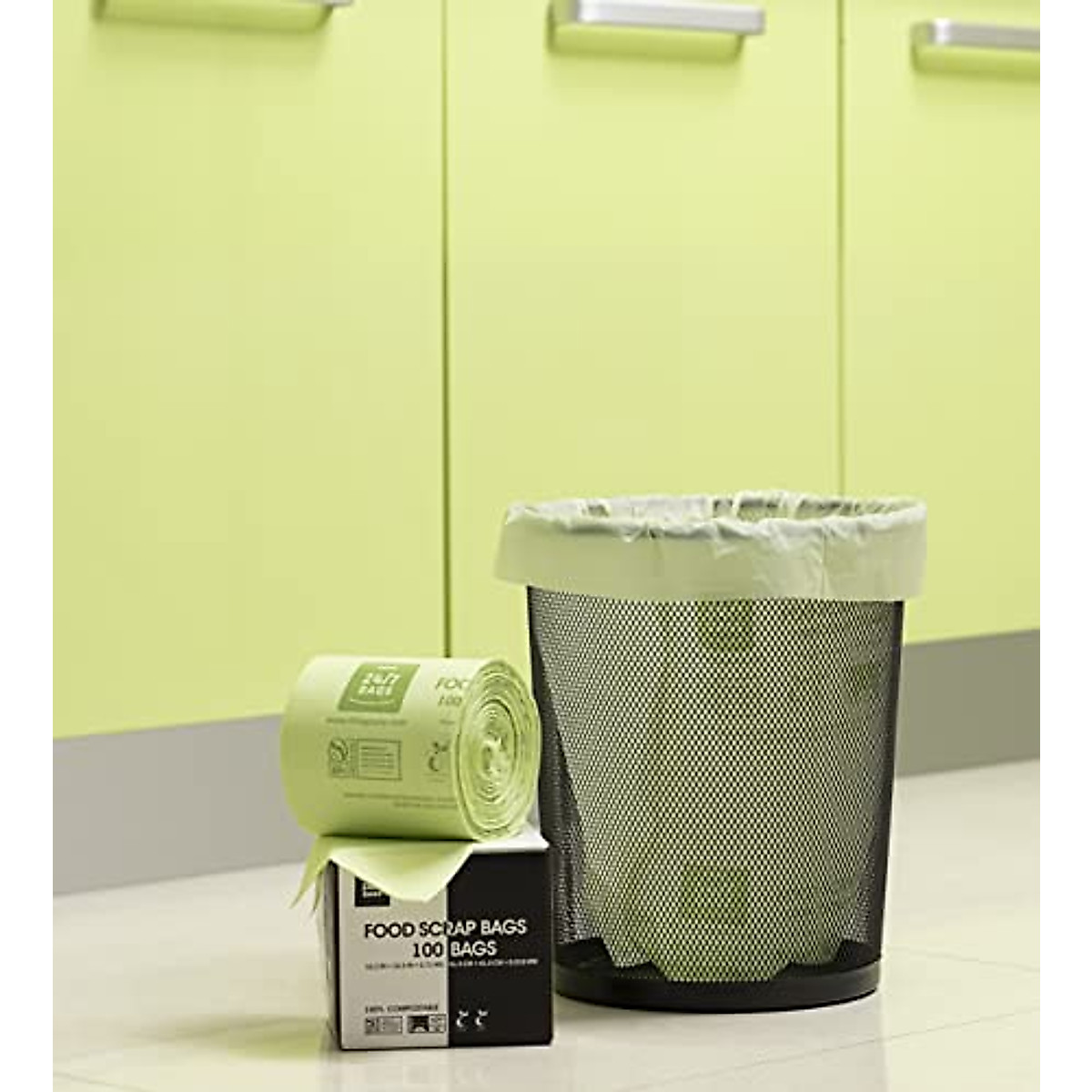 200 Count 100% Compostable Bags, 2.6 Gallon – Small Kitchen Trash Bin Bags, US BPI & OK Compost Home Certified, ASTM D6400 Certified (2 Pack Of 100)