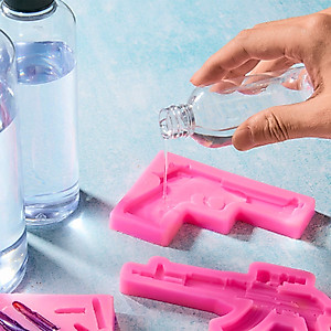 2 Pieces Gun Silicone Molds Pistol Machine Gun Mold and 1 Piece Mini Sizes Bullet Silicone Molds Mini Bullet Silicone Casting Mold for Cake Decoration Fondant Cake Decor Tools, Pink