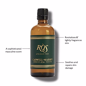 Caswell-Massey ROS After Shave Tonic, Refreshing and Invigorating Post-Shave Care, Masculine Rose Scent, 3.4 Fl Oz