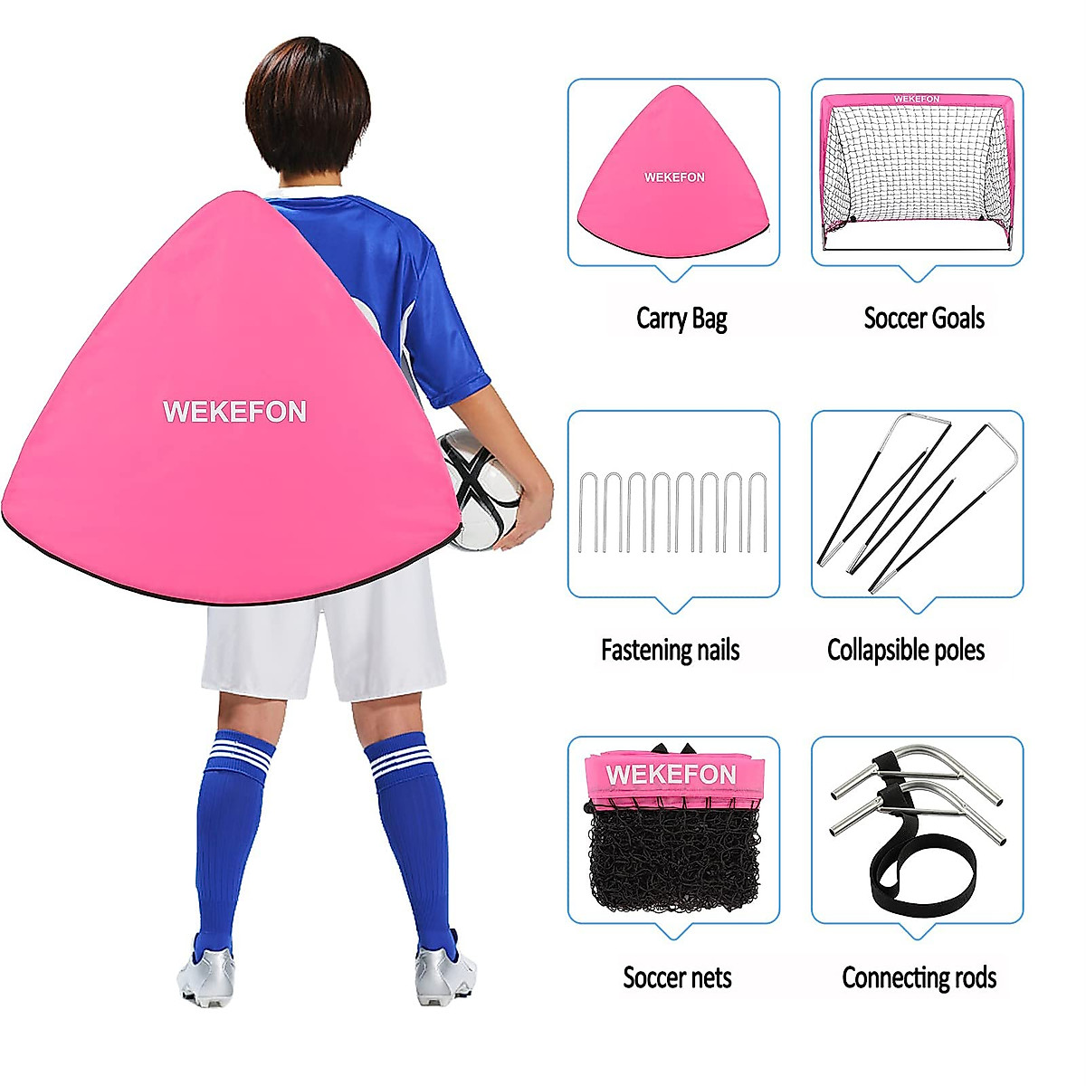 Soccer Goal for Backyard Set of 2 - Size 2.9'x2.4' Portable Pop Up Practice Mini Soccer Goals with Carry Case - Lightweight and Foldable - Ideal for Kids Age 1-8