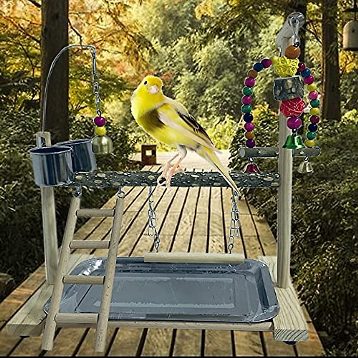 Tfwadmx Bird Playground Parrots Play Stand Birdcage Play Stand Play Gym Parakeet Ladders Exercise with Feeder Cups for Cockatoo Lovebirds SmallBirds Conure Cockatiel Cage Accessories Toy